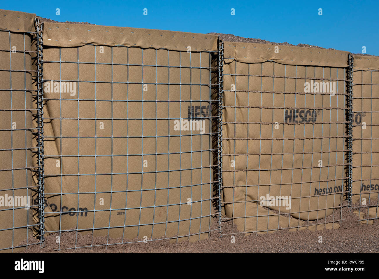 Hesco Bastion gabion blast wall, also used for flood control and ...