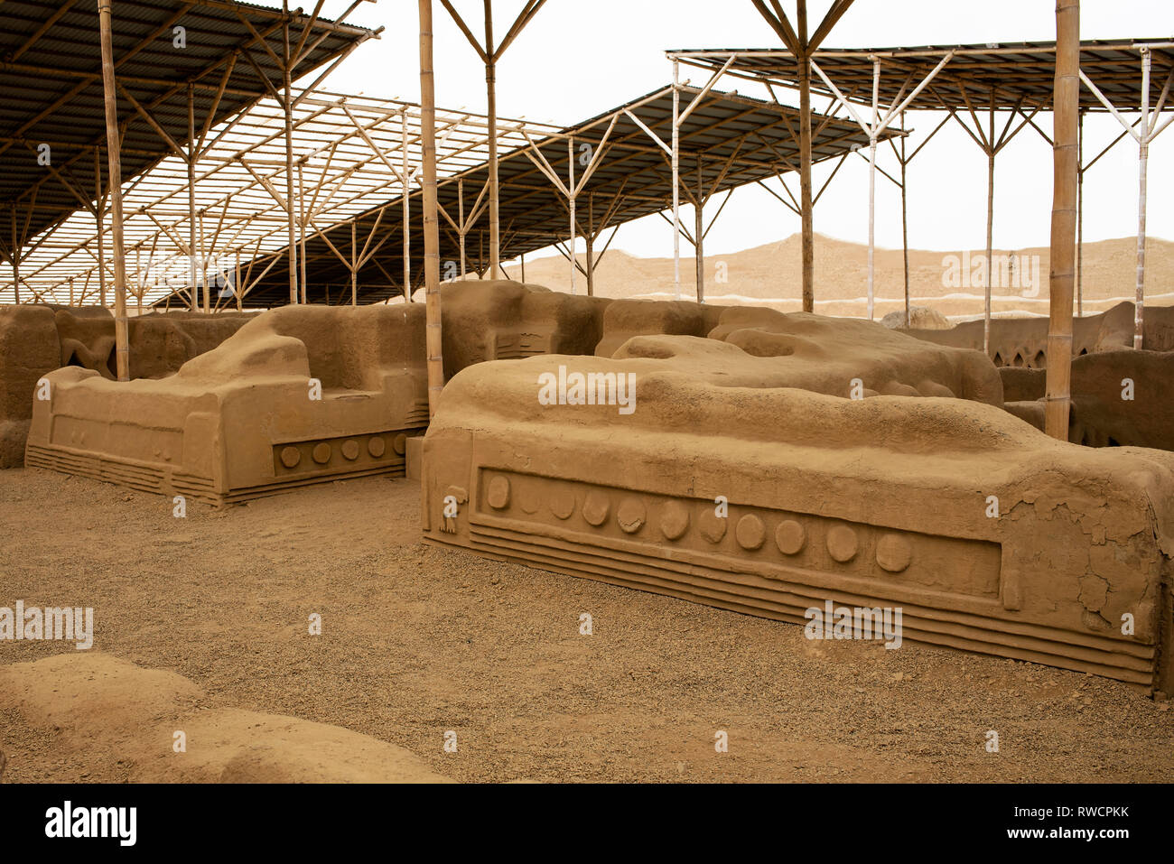 Adobe walls of the city of Chan Chan, capital of the Chimú kingdom ...