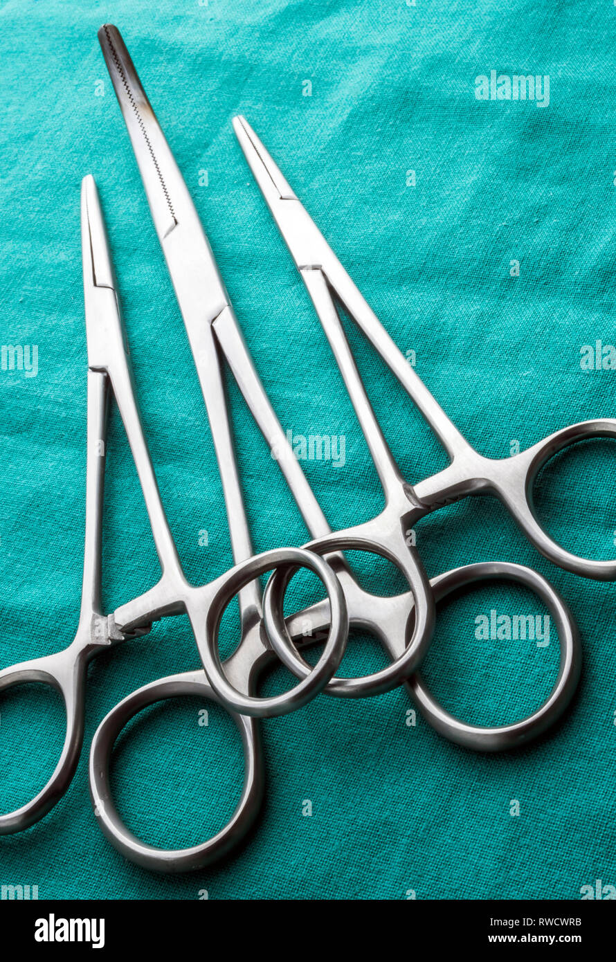Some scissors for surgery in an operating theater, conceptual image ...