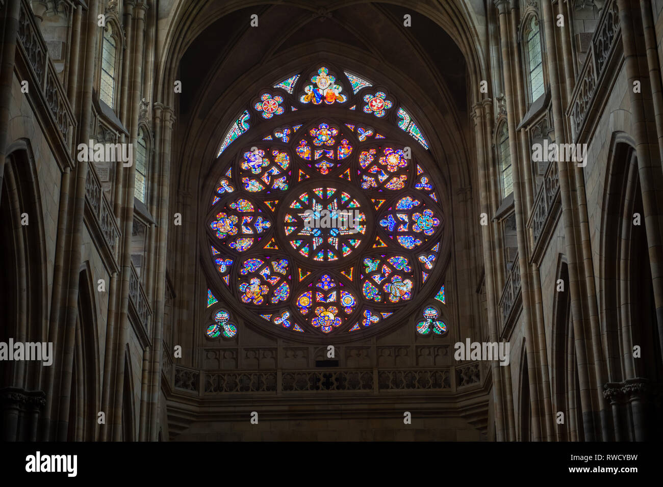 The grand interior of Vitus cathedral in Czech Republic Stock Photo - Alamy