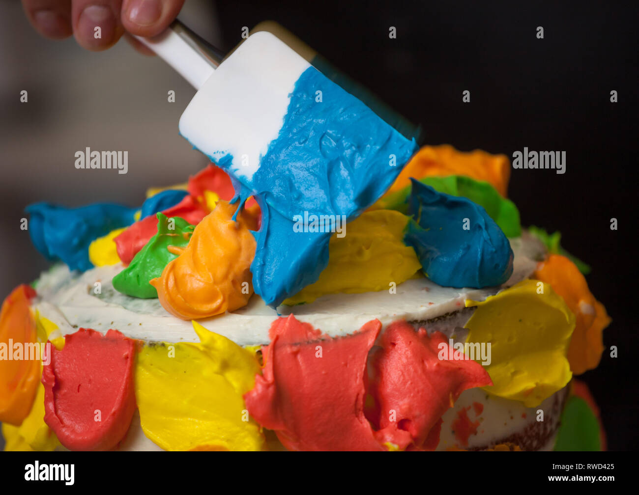 Preparation of cake and carnival pastries with American recipes Stock ...