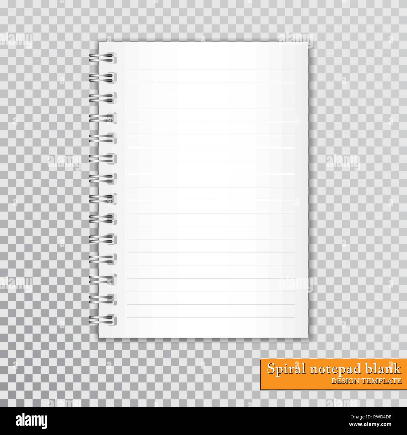 Realistic spiral notepad blank on transparent background. Vector Stock ...