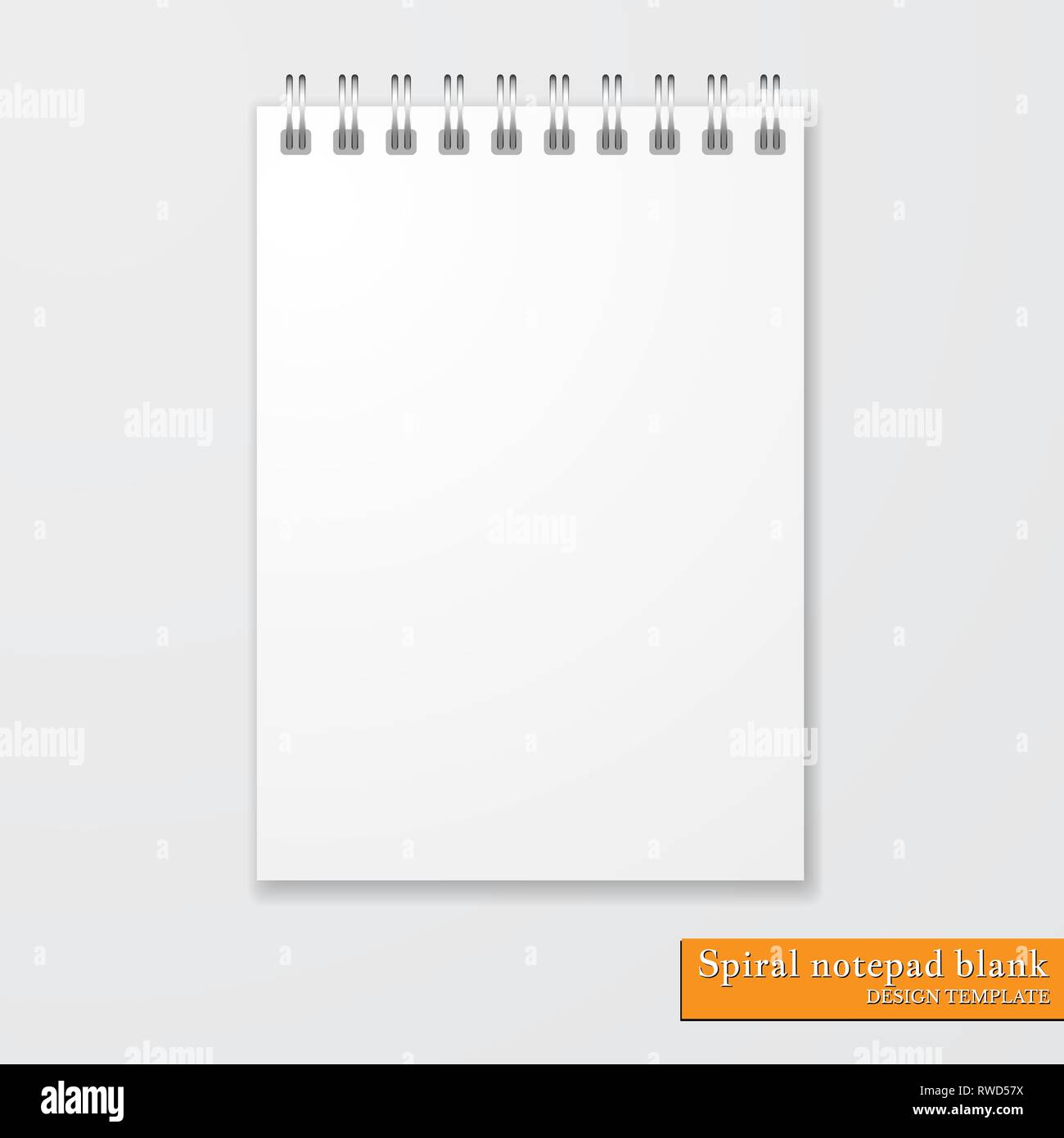 Realistic spiral notepad blank on white background. Vector Stock Vector ...