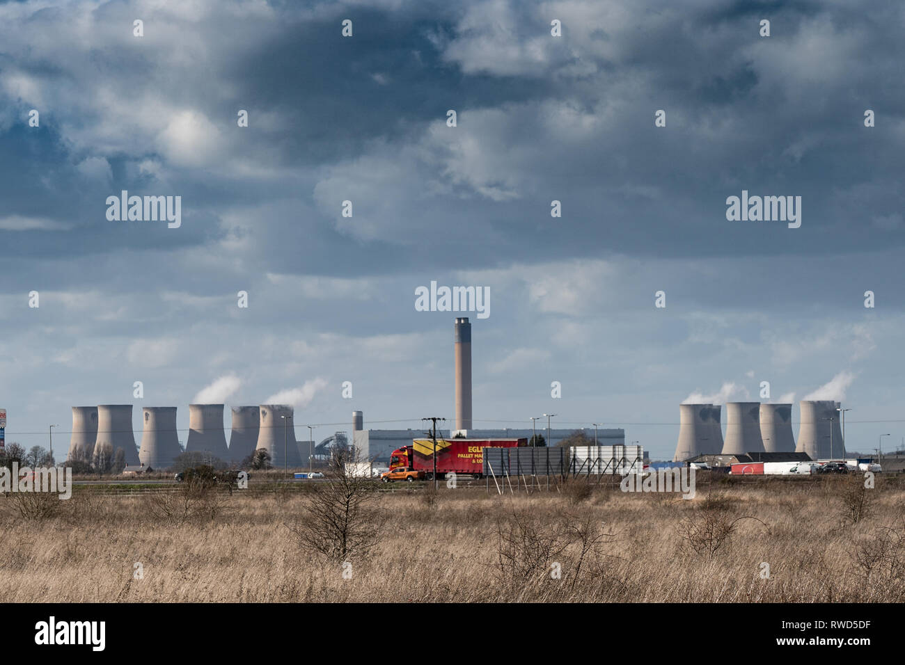 The Drax power station, a large biomass and coal-fired power station in ...