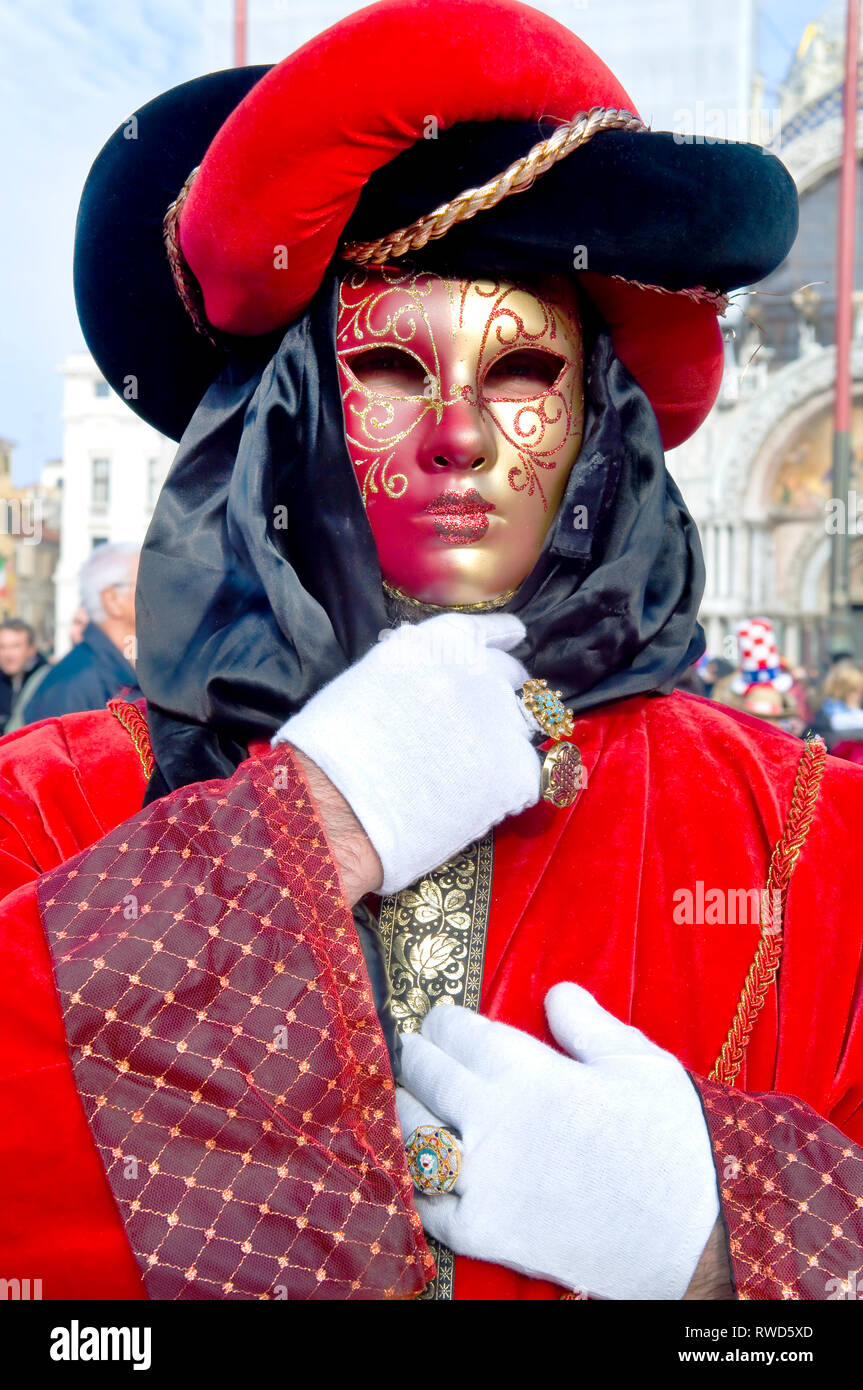 Dressing up and wearing costume at the Venice festival, carnival, in St ...