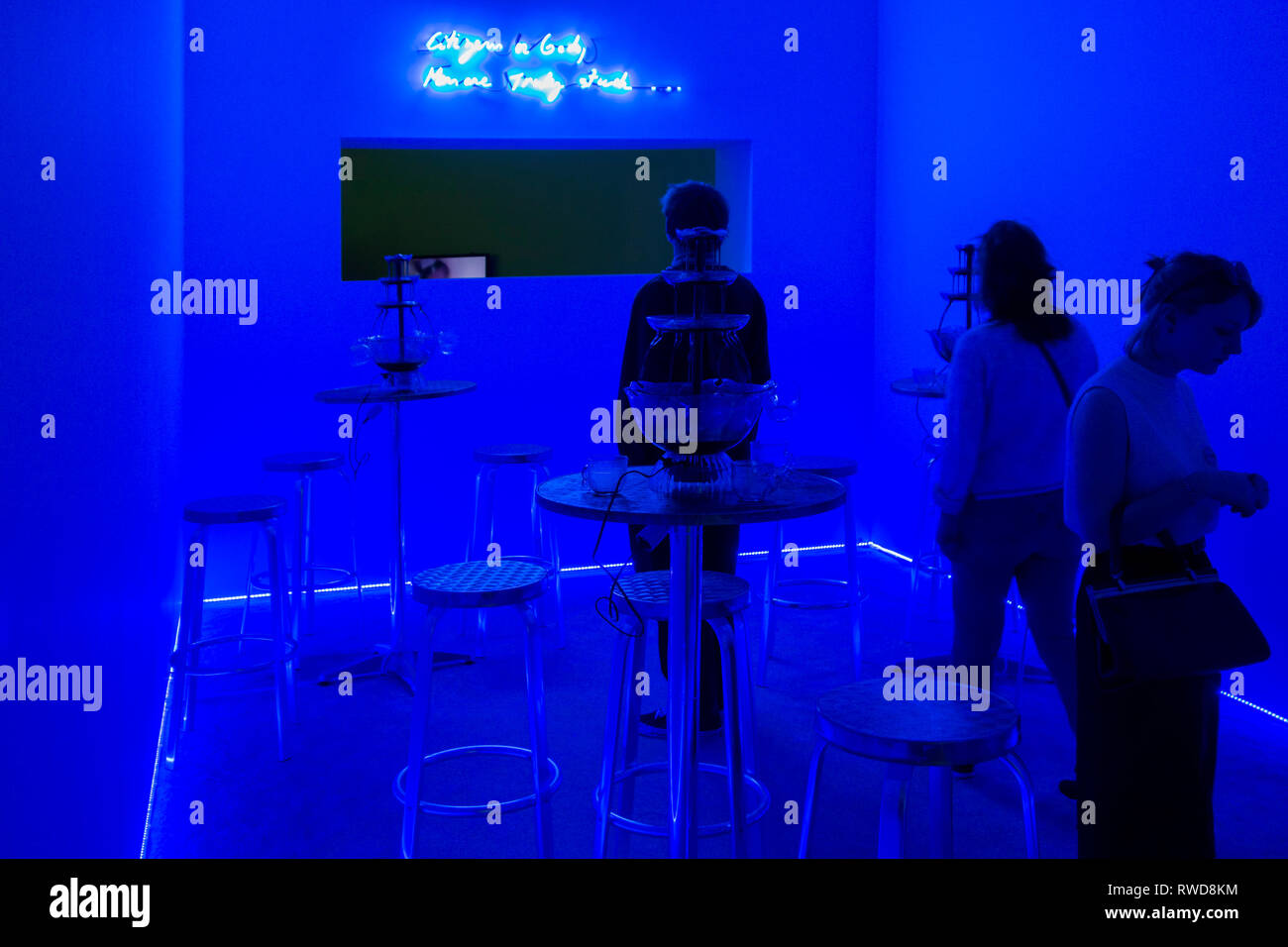 Visitors looking at art installation in the MuHKA / Museum van ...