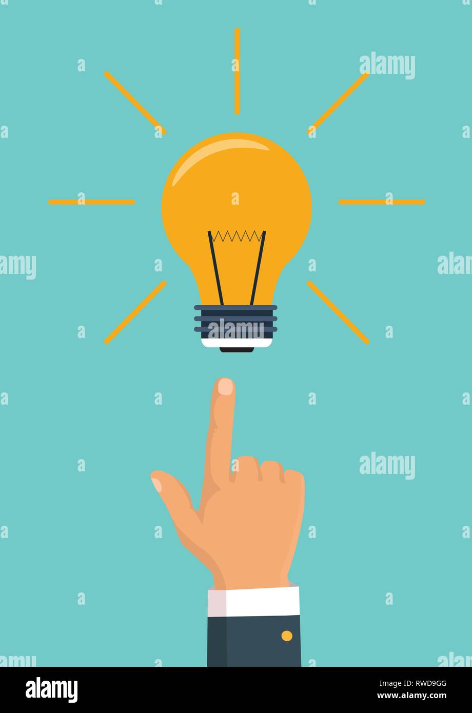 Lightbulb on finger Stock Vector Images - Alamy
