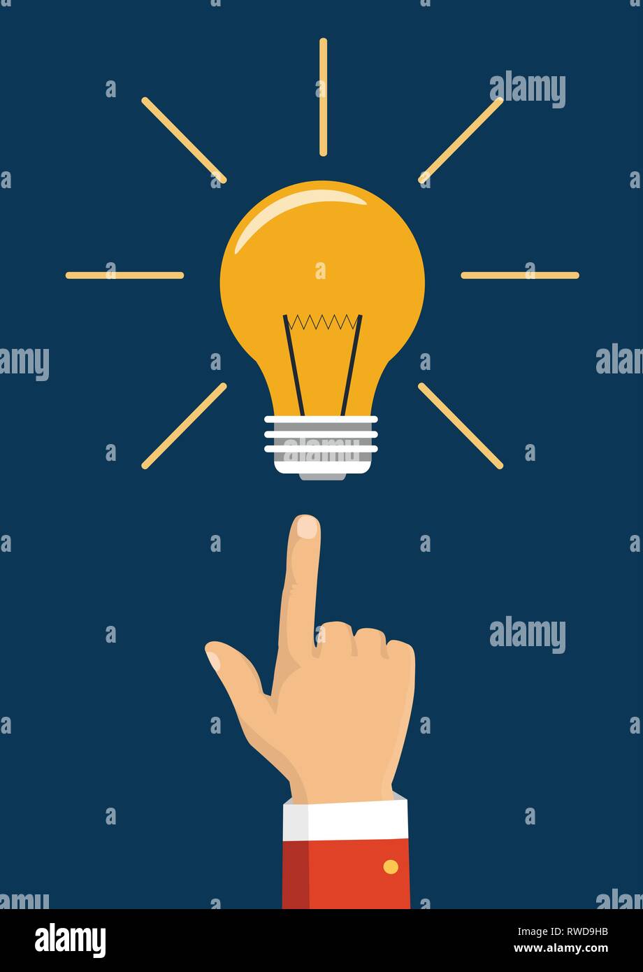 Lightbulb on finger Stock Vector Images - Alamy