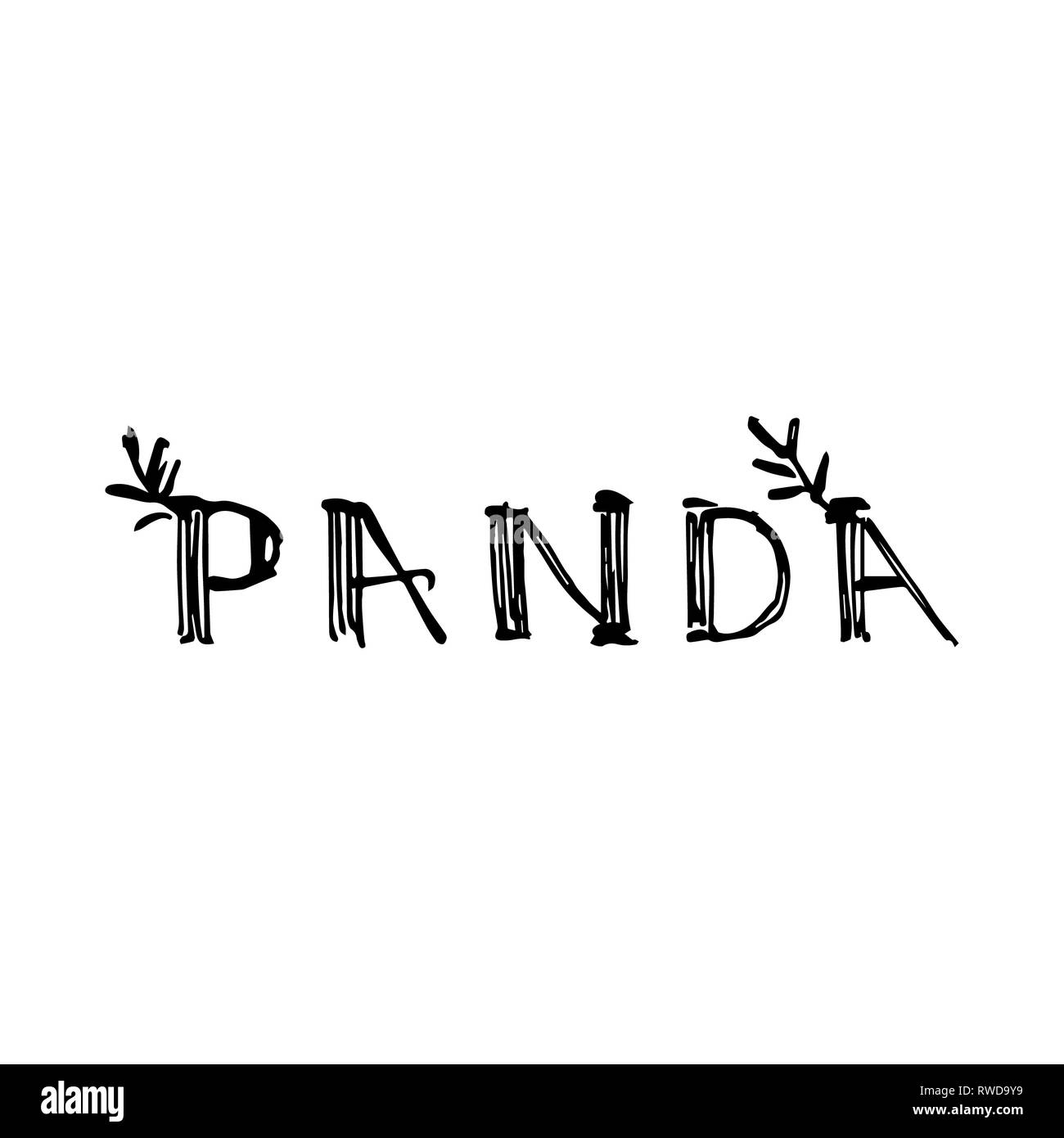 Panda lettering in graphic style. Graphic hand drawn illustration Stock ...