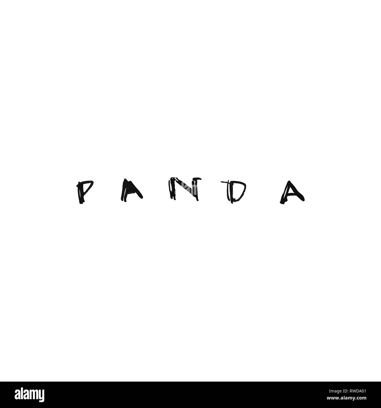 Panda lettering in graphic style. Graphic hand drawn illustration Stock ...
