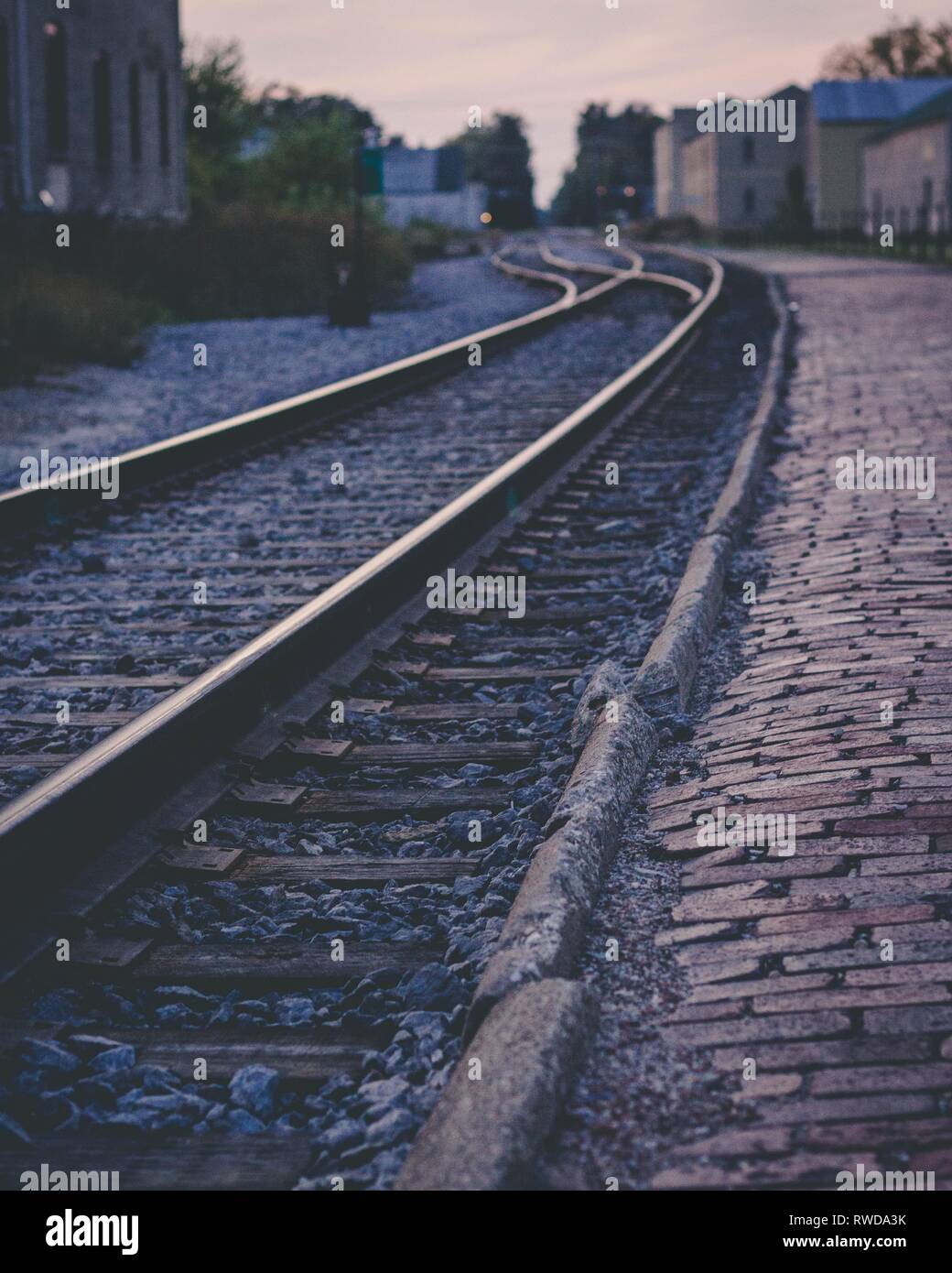 railroad tracks and cool tones Stock Photo - Alamy