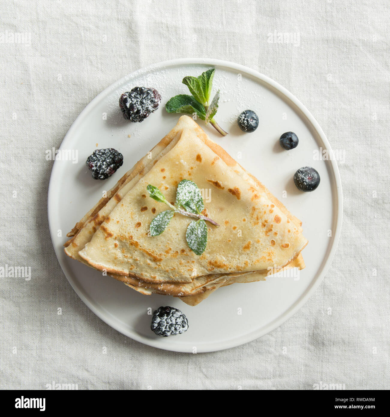 Tasty traditional russian pancakes. Top view. Pancake week. Shrovetide ...