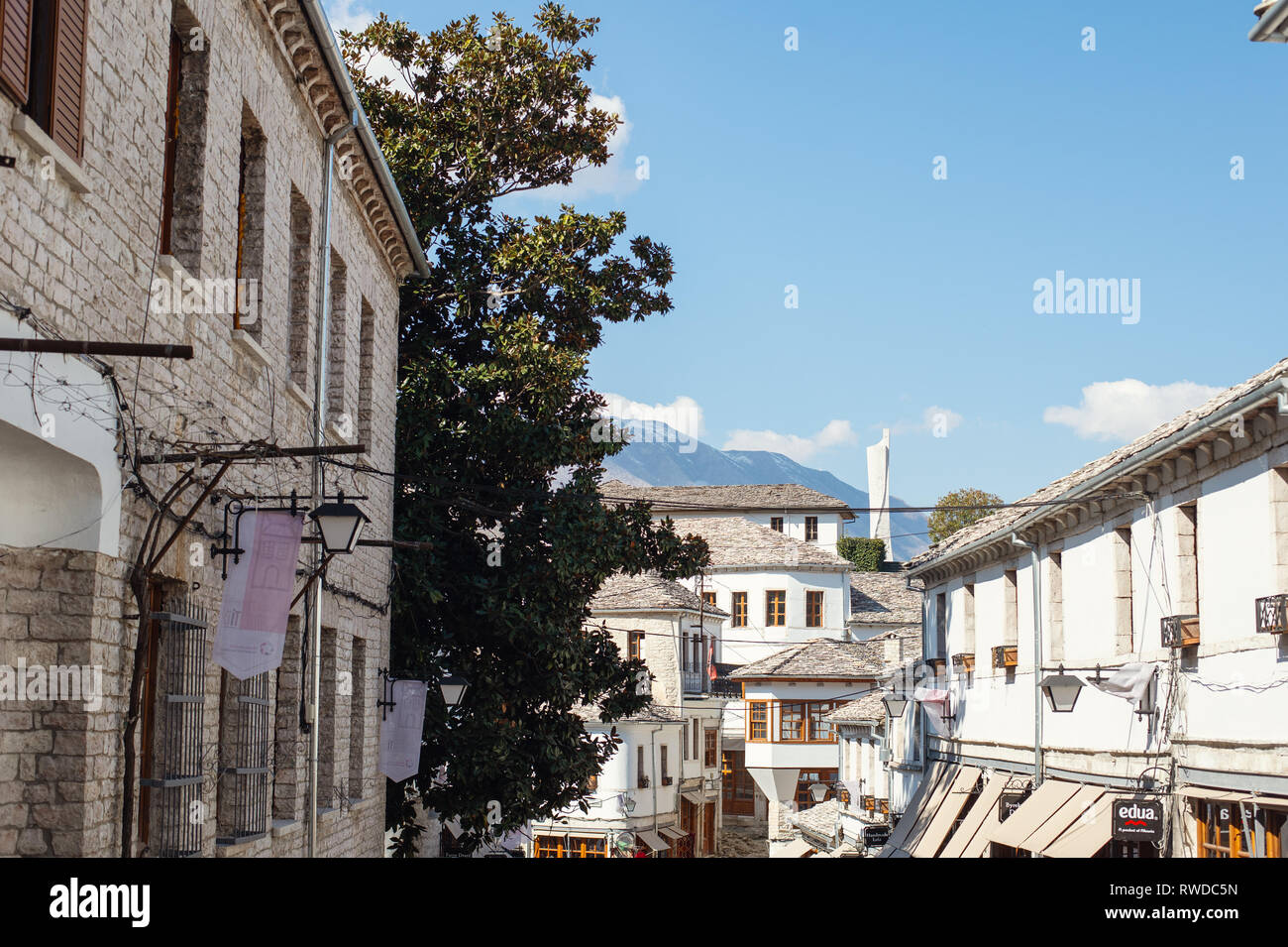 Gjirokaster, Albania - March, 2019: Downtown of Gjirokaster, a UNESCO ...