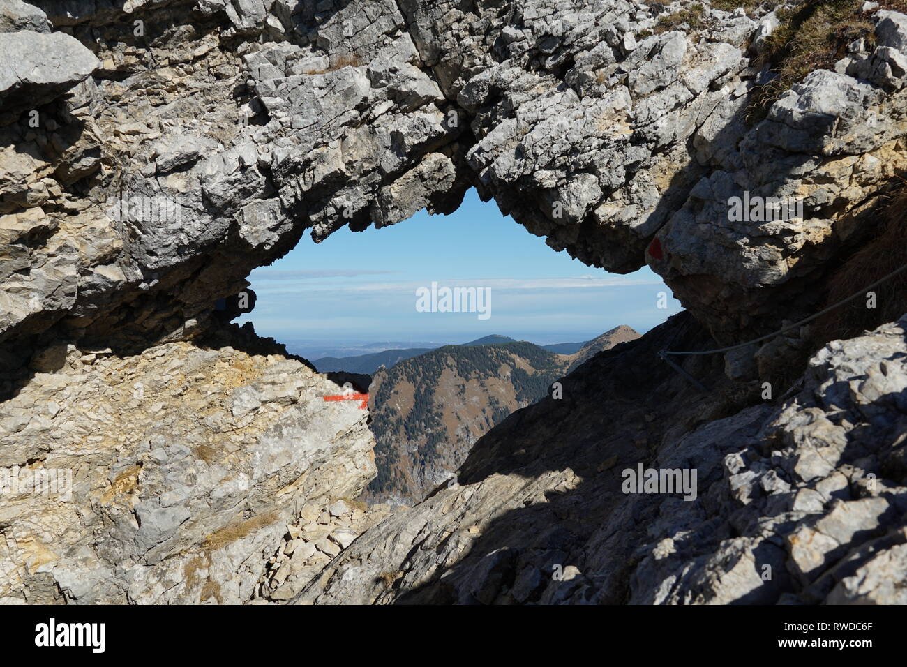Mountain view window, hiking, hochplatte, Germany, alps Stock Photo - Alamy