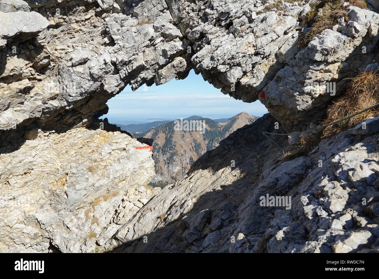 Mountain view window, hiking, hochplatte, Germany, alps Stock Photo - Alamy