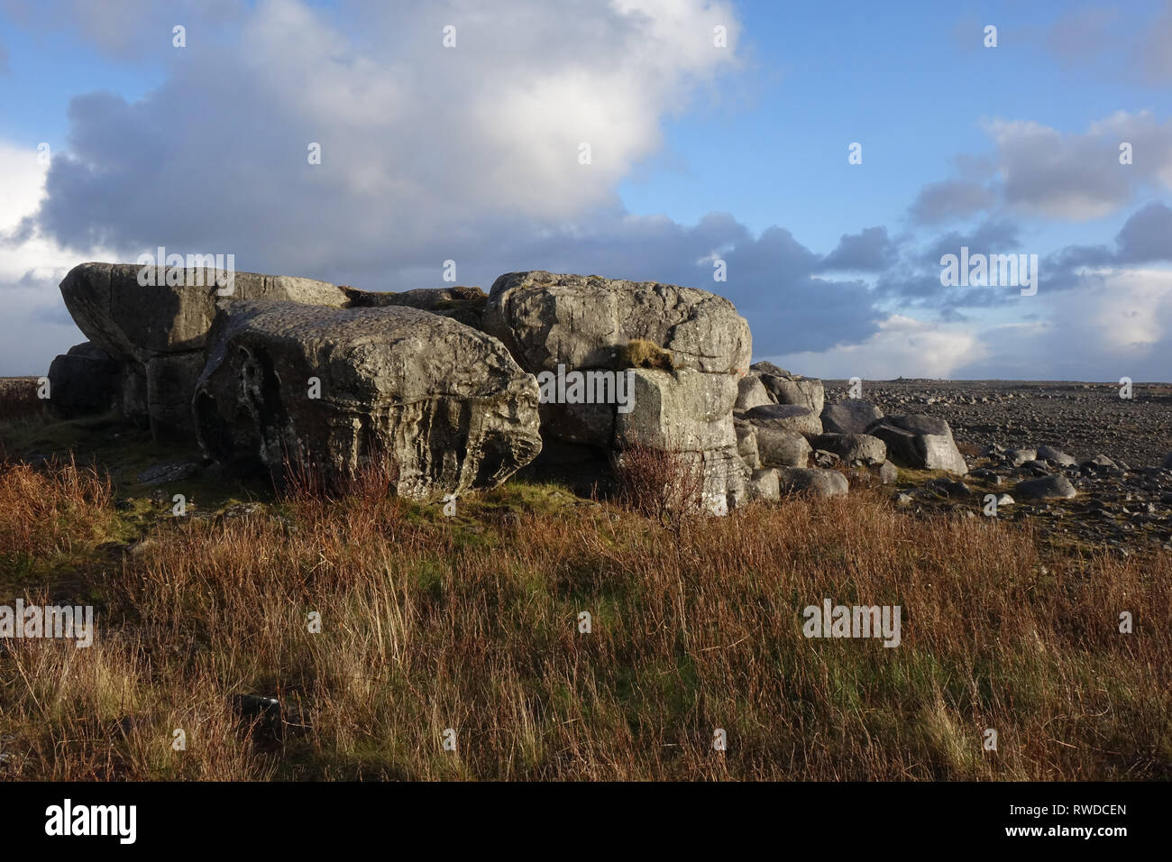 A rock formation in Reykjanes Peninsula, a region in southwest Iceland ...