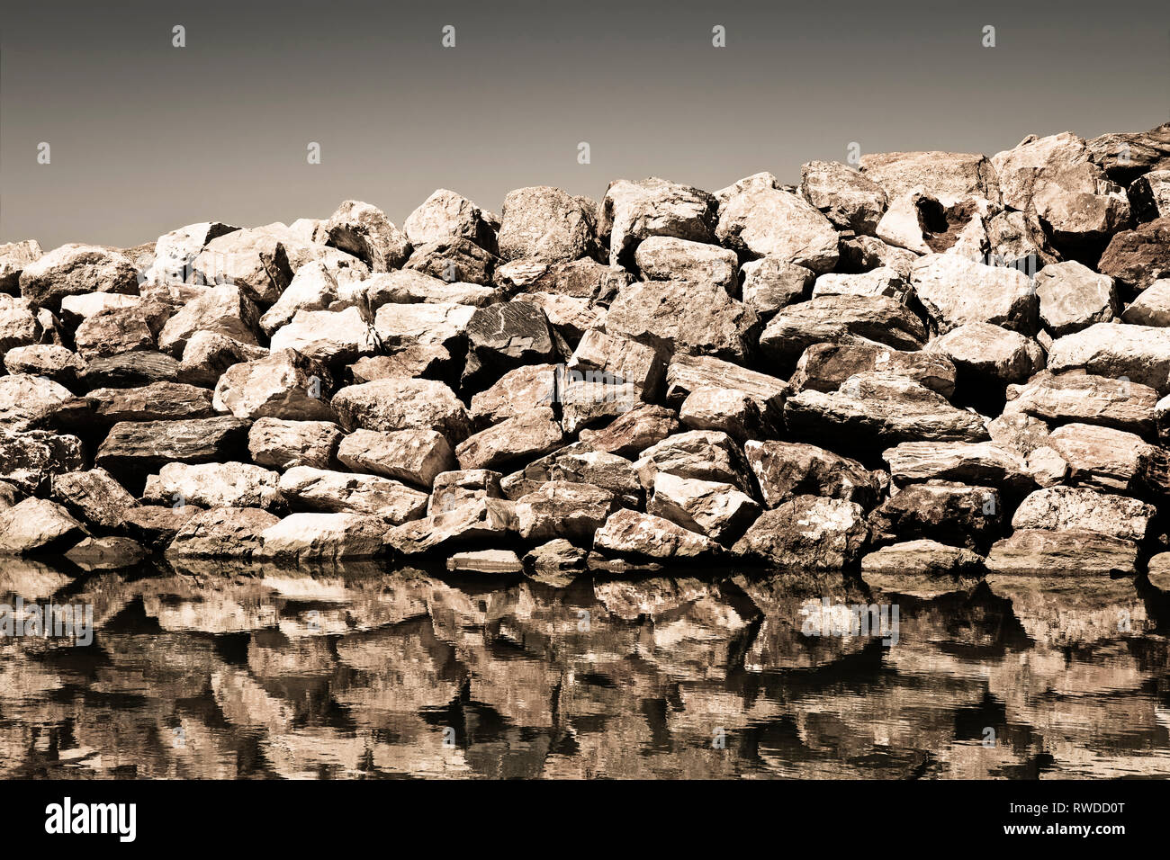 Rock stone boulders breakwater hi-res stock photography and images - Alamy
