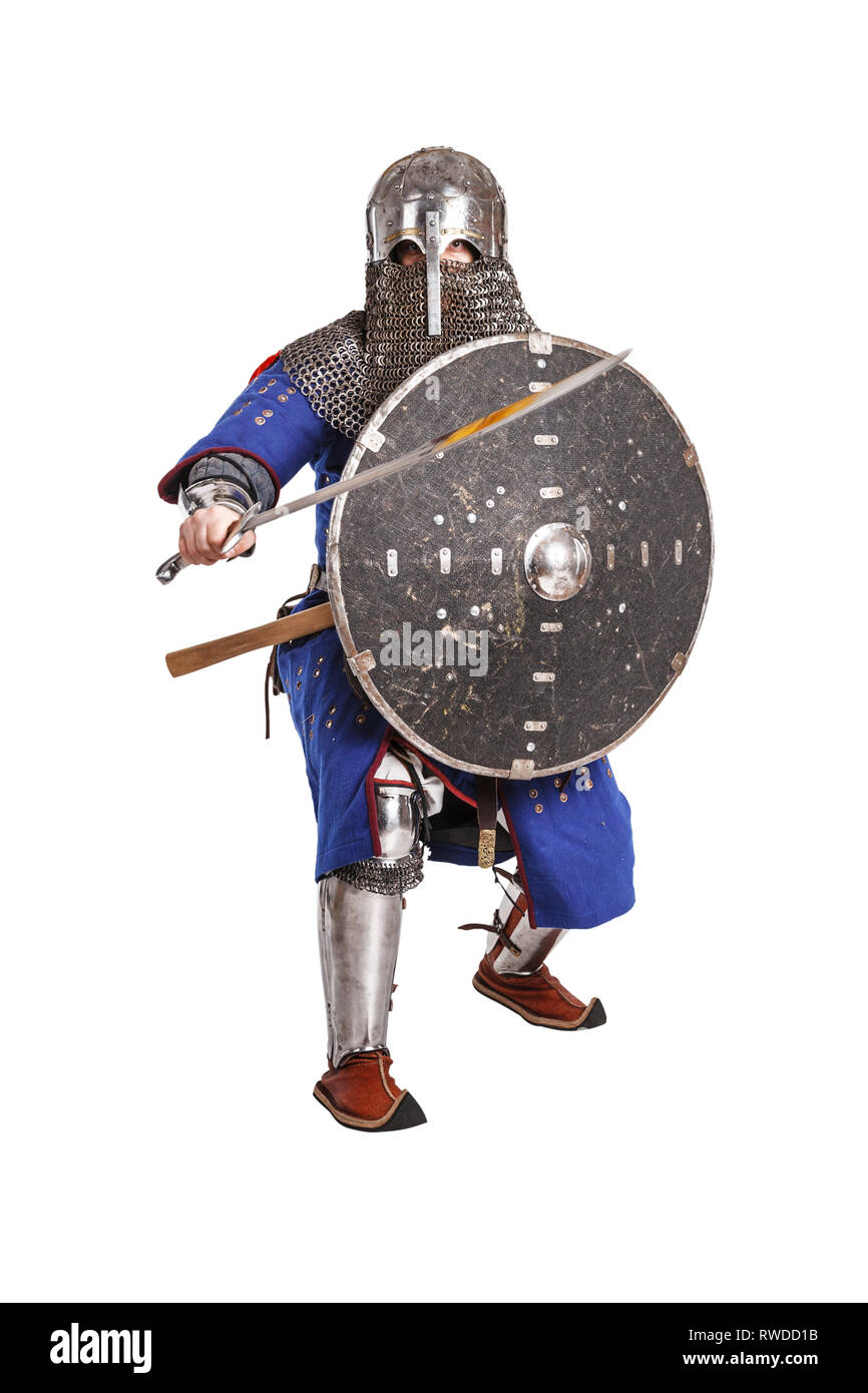 Mongol horde warrior in armour, holding traditional saber Stock Photo ...