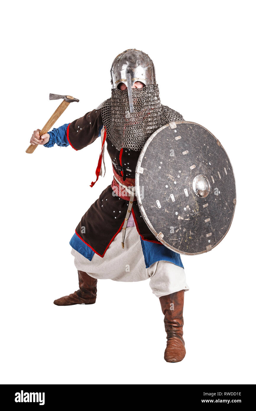 Mongol horde warrior in armour, holding traditional axe Stock Photo - Alamy