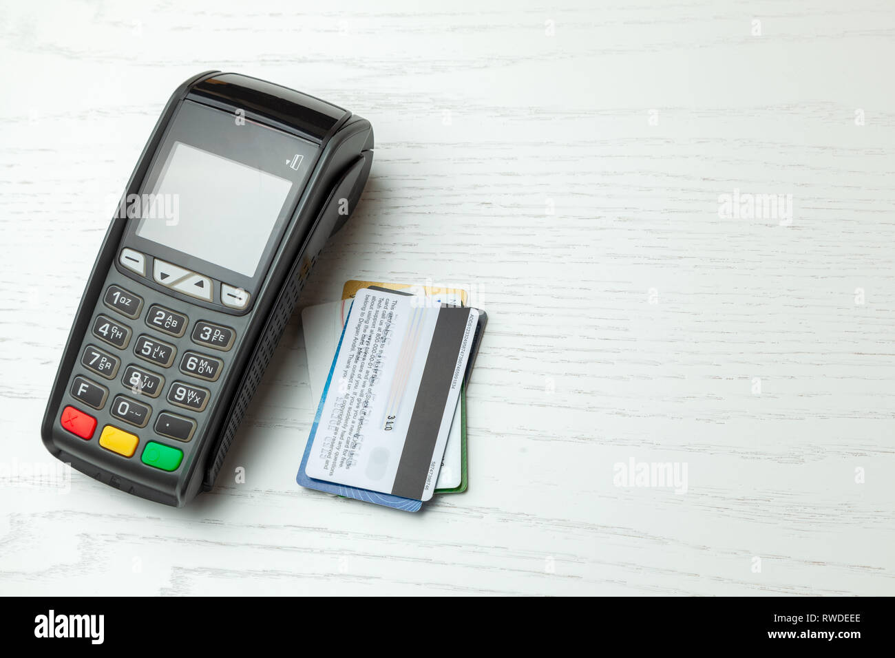 POS terminal, Payment Machine with credit card on white background ...