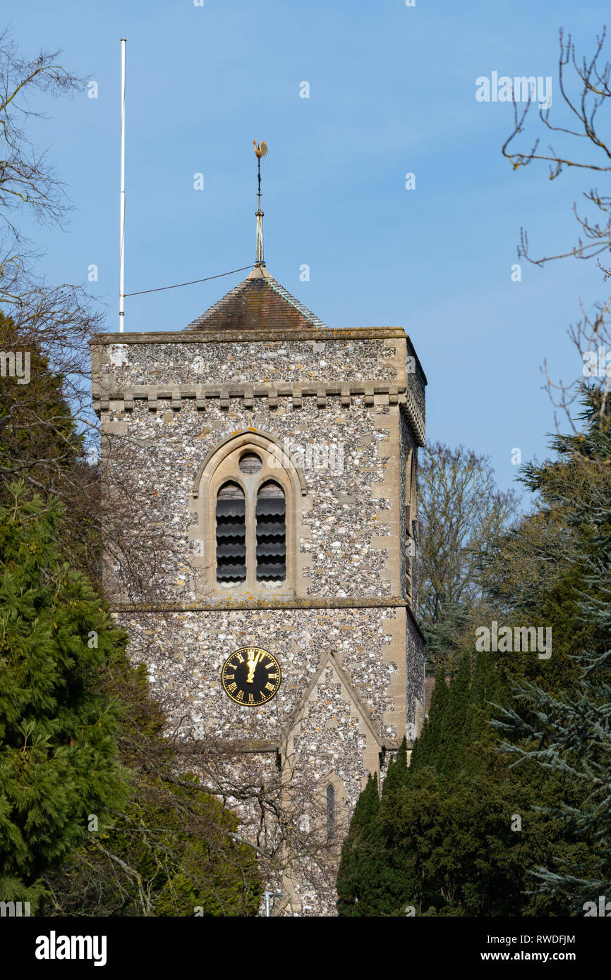 The Clock Tower of St Peters Church seen from across the River Thames ...
