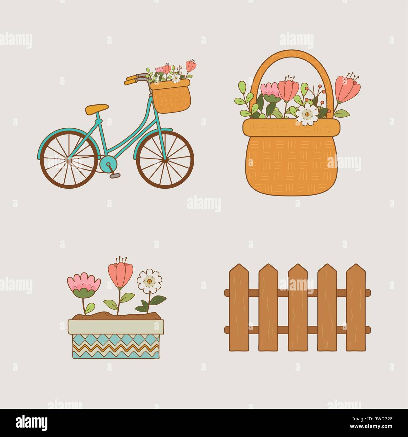 hello spring set icons Stock Vector Image & Art - Alamy