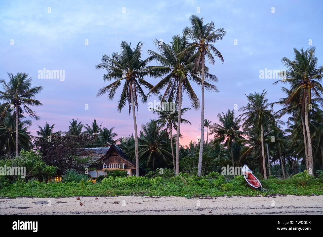 Beach Resort and Pink Sunset - Siargao, Philippines Stock Photo - Alamy