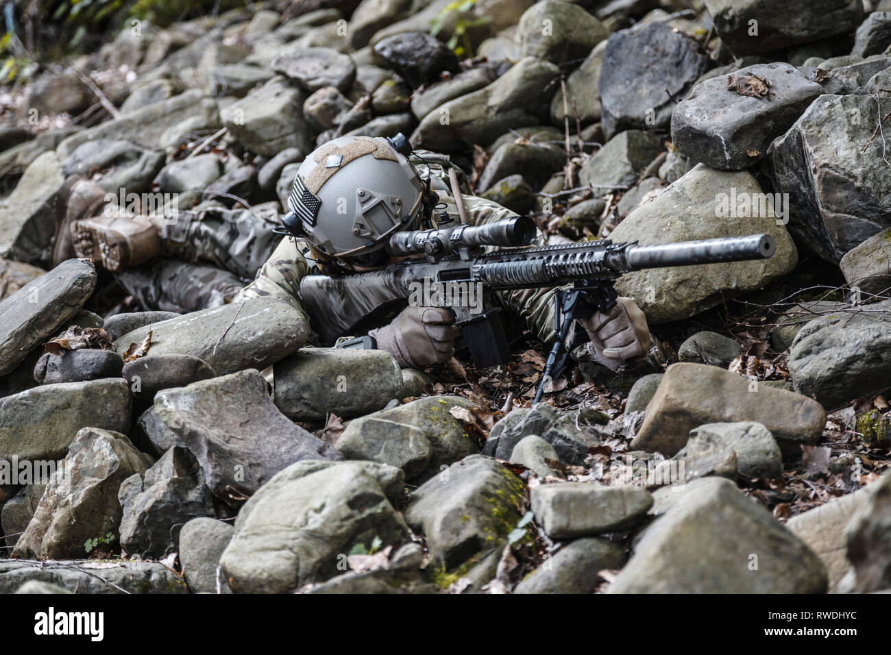 United States Army ranger sniper in the forest Stock Photo - Alamy