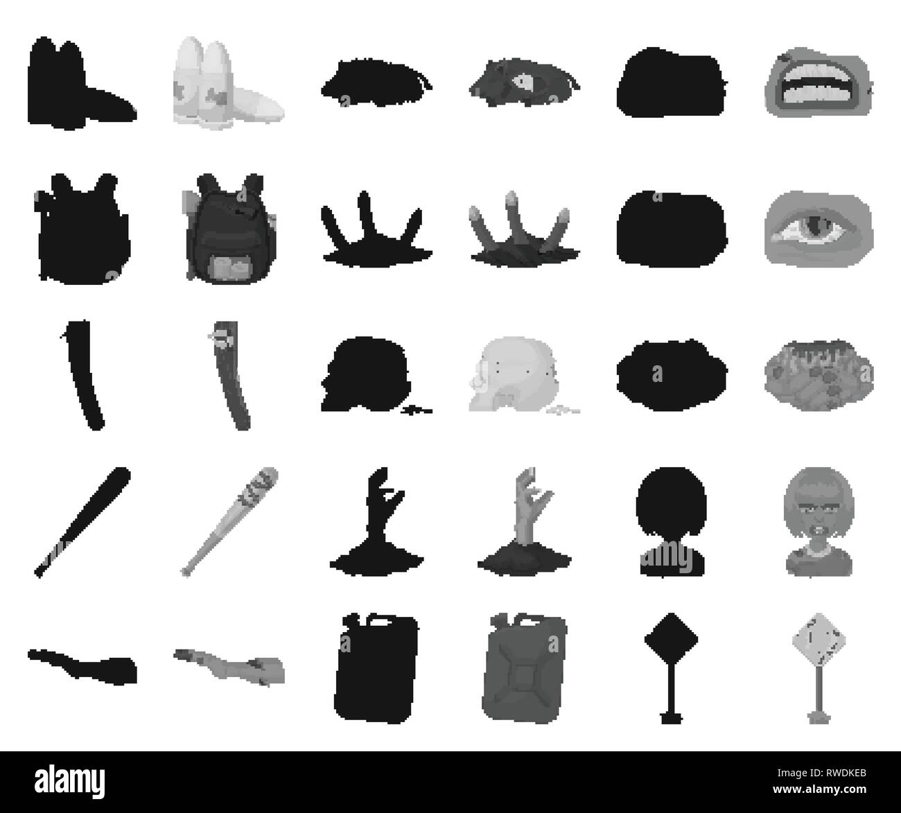 Zombies and Attributes black,monochrome icons in set collection for ...