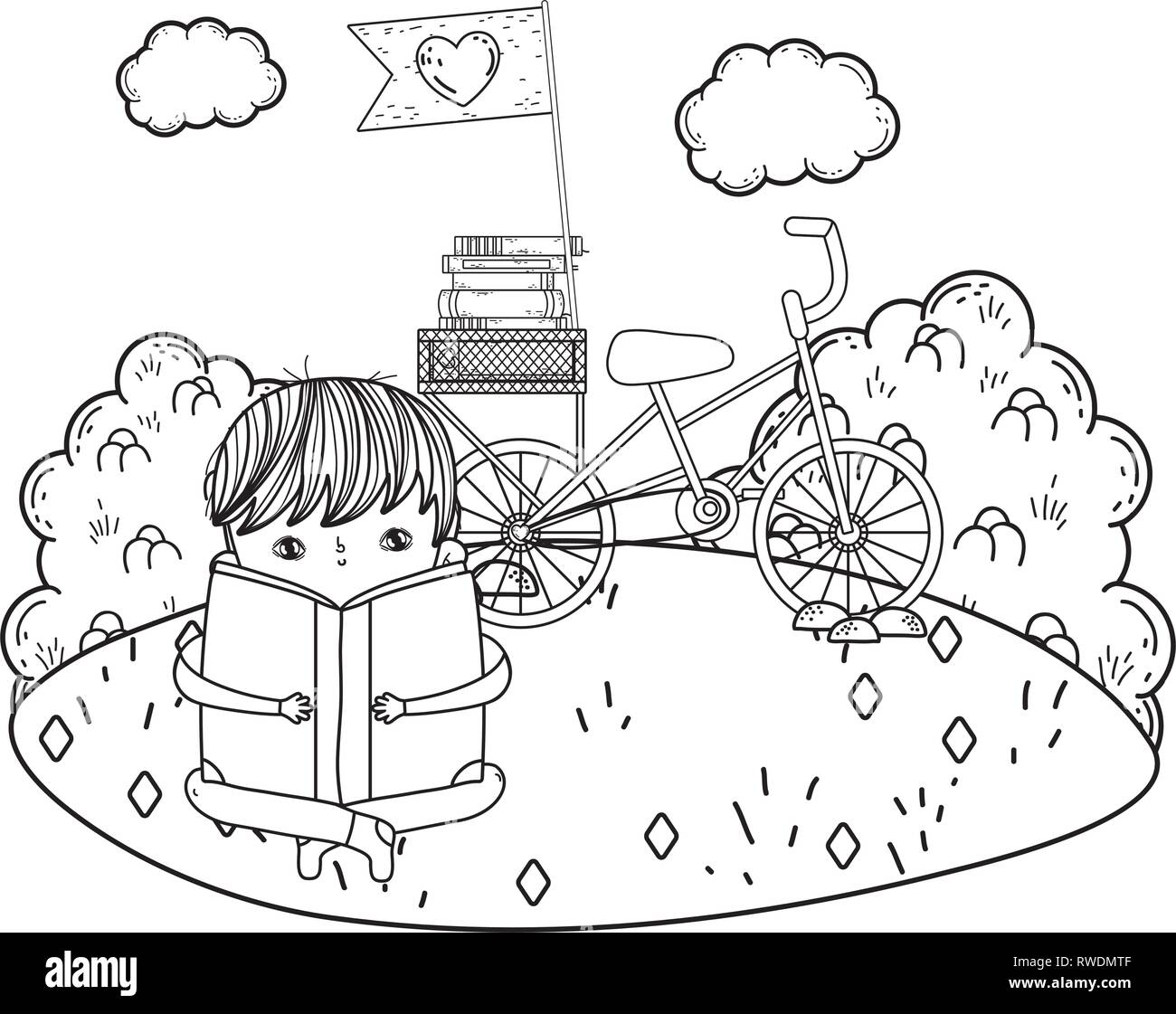 Boy learning ride bicycle Stock Vector Images - Alamy