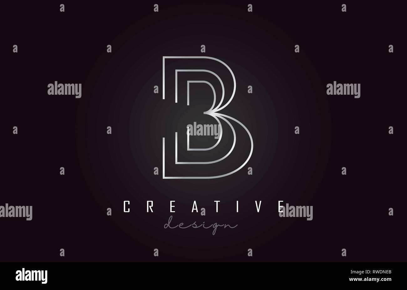 B Silver Letter Logo Monogram Vector Design. Creative B Silver Metal ...
