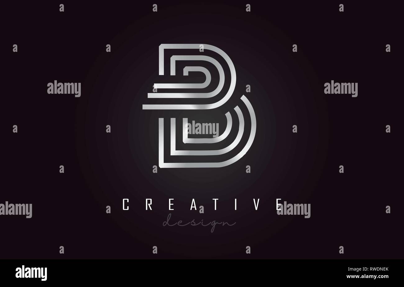 B Silver Letter Logo Monogram Vector Design. Creative B Silver Metal ...