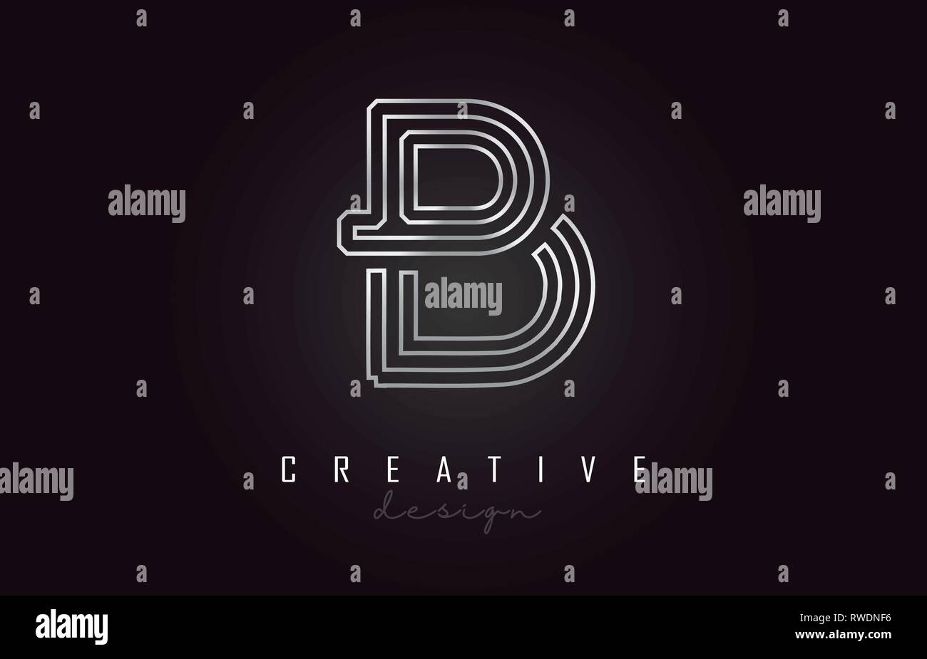 B Silver Letter Logo Monogram Vector Design. Creative B Silver Metal ...