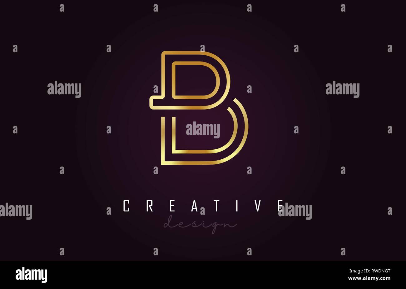 B Golden Letter Logo Monogram Vector Design. Creative B Gold Metal ...