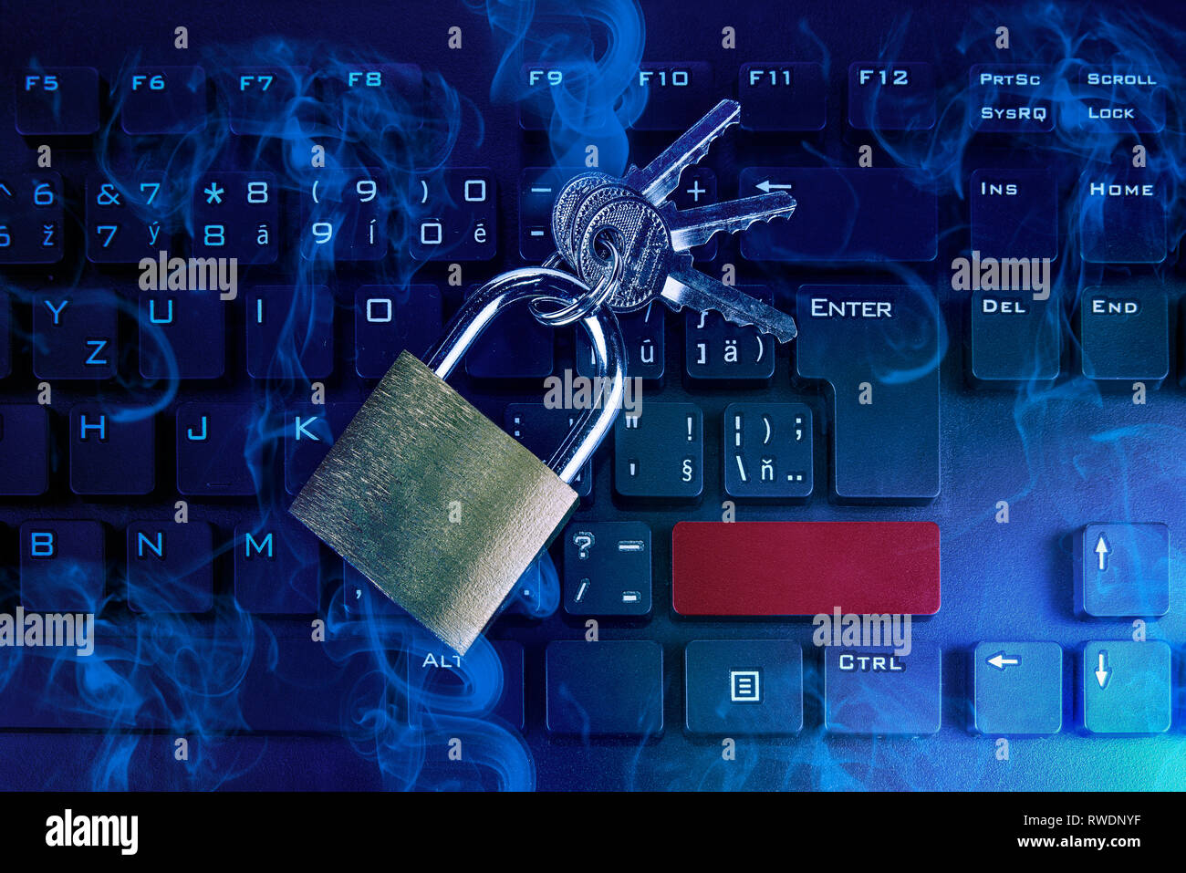 Blank red enter and shift keys on computer keyboard Stock Photo - Alamy