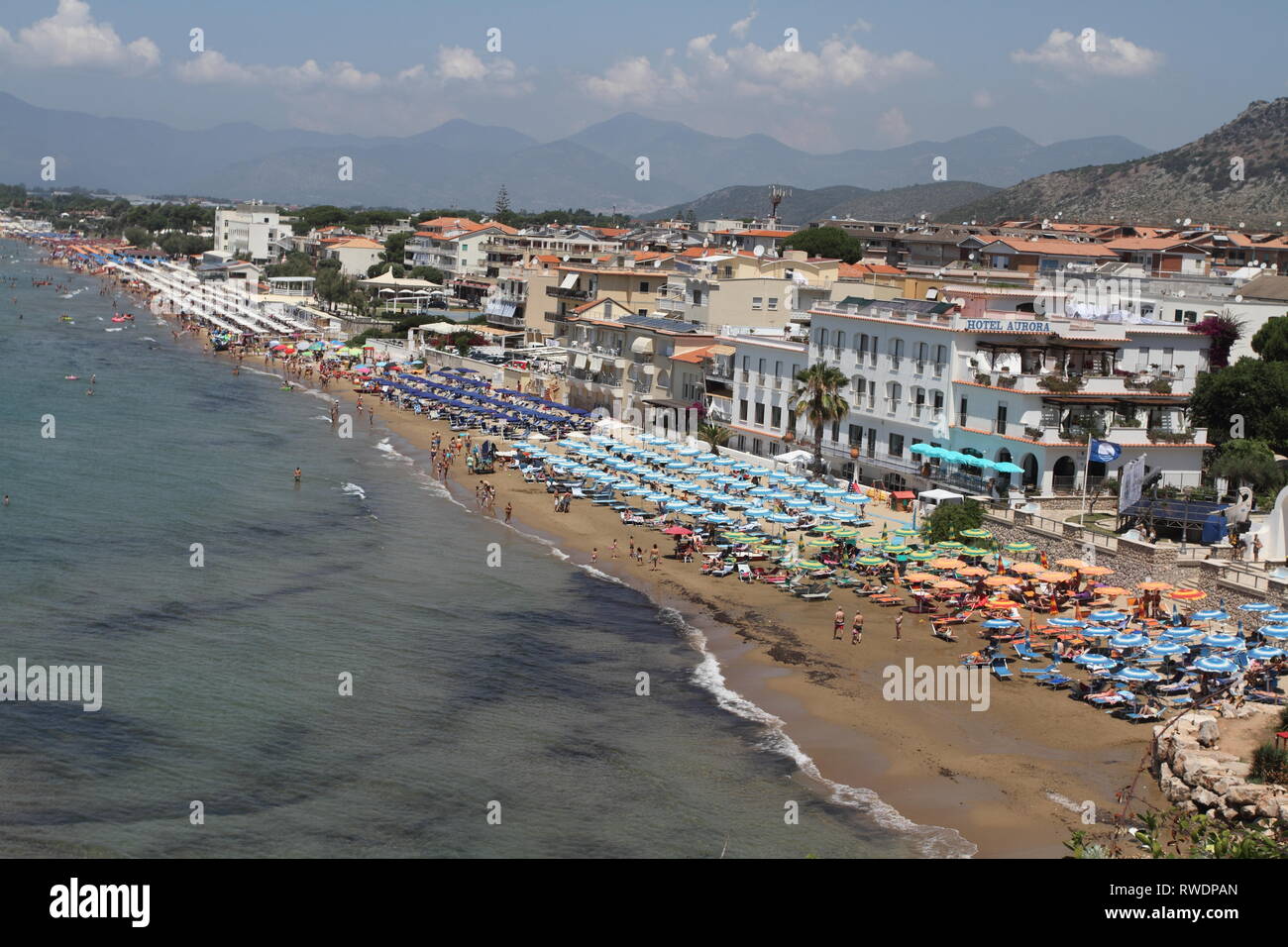Sperlonga, Italy. 30 June 2018: Sperlonga beach crowded with tourists ...