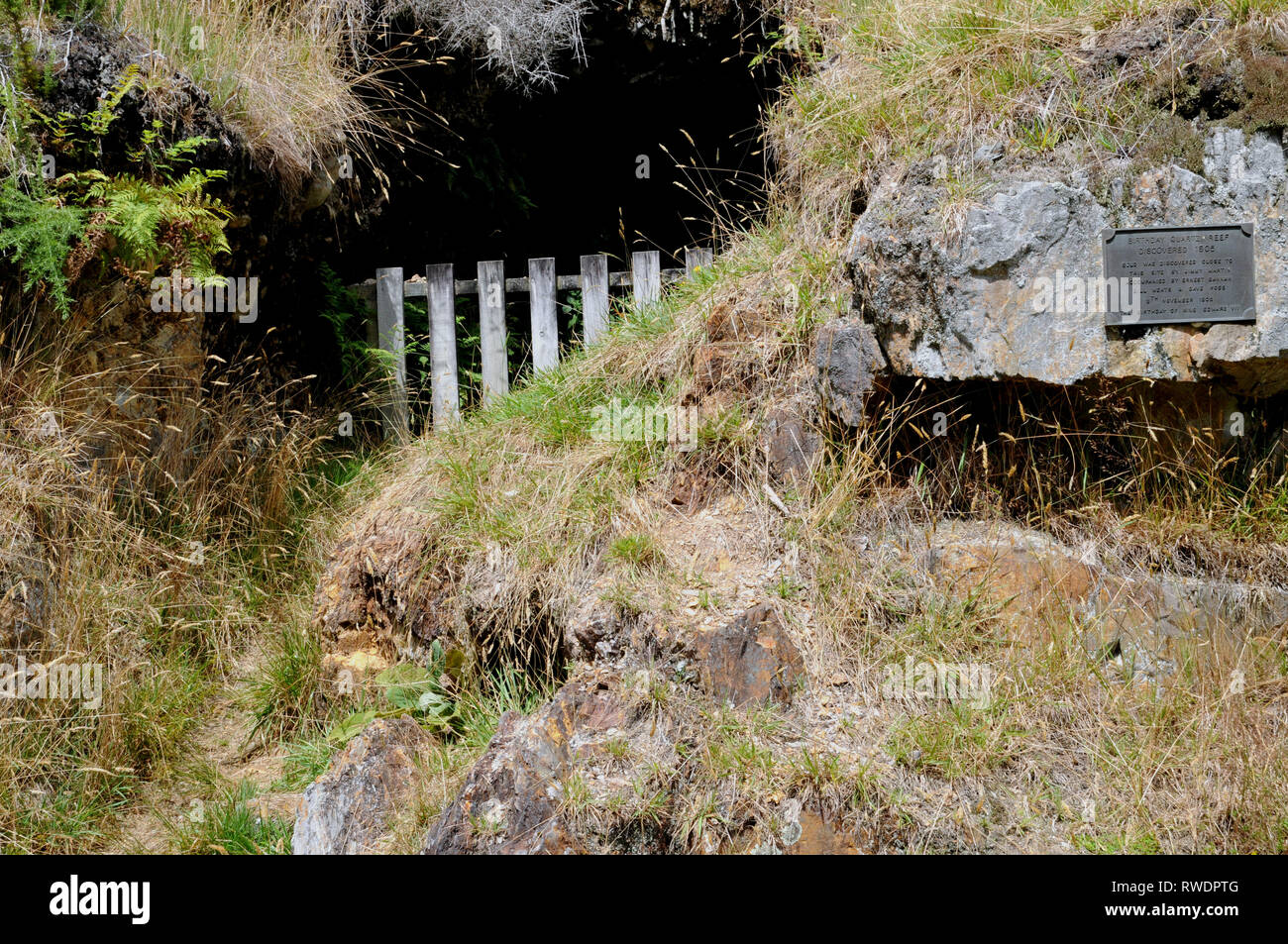 Plaque and fence marking the entrance to the Birthday Quartz Reef. This ...