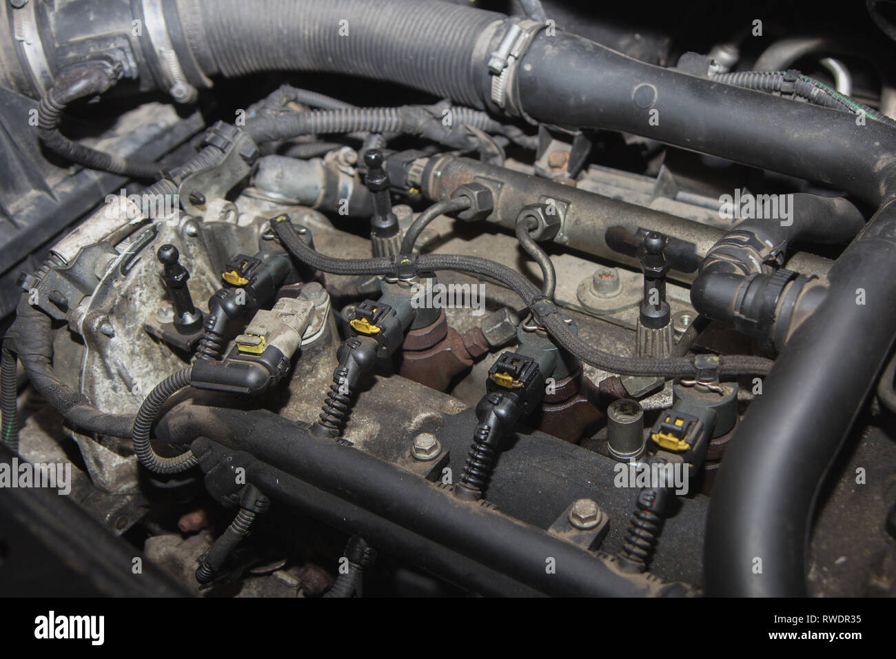 Car diesel engine Stock Photo - Alamy