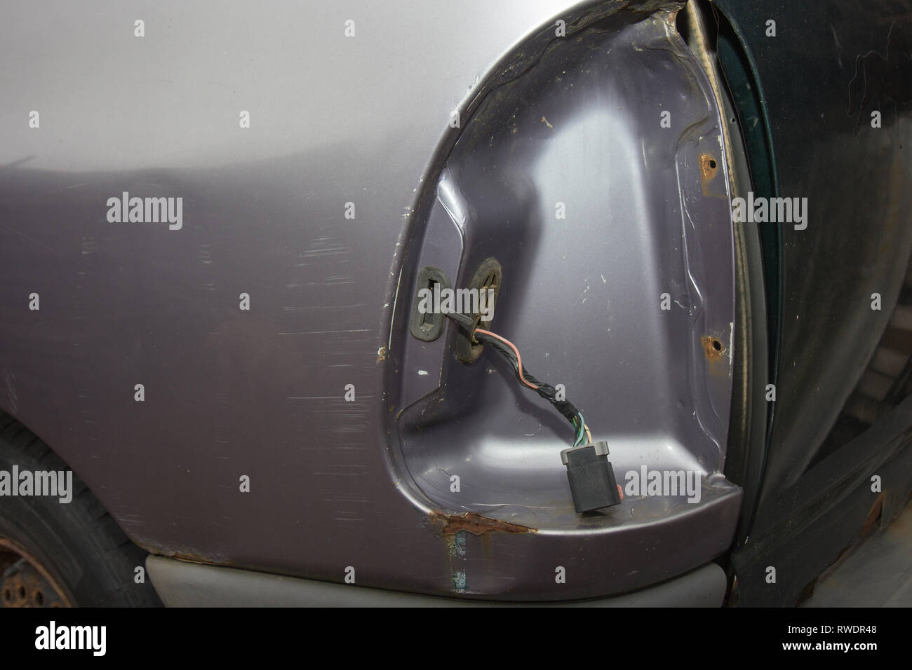 car without rear light Stock Photo - Alamy