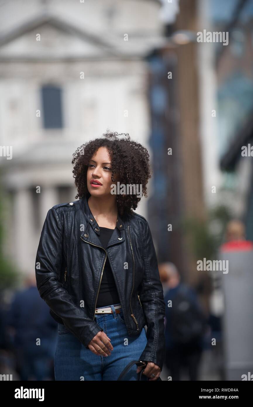 Beautiful mixed race model, lifestyle shoot on London streets Stock ...
