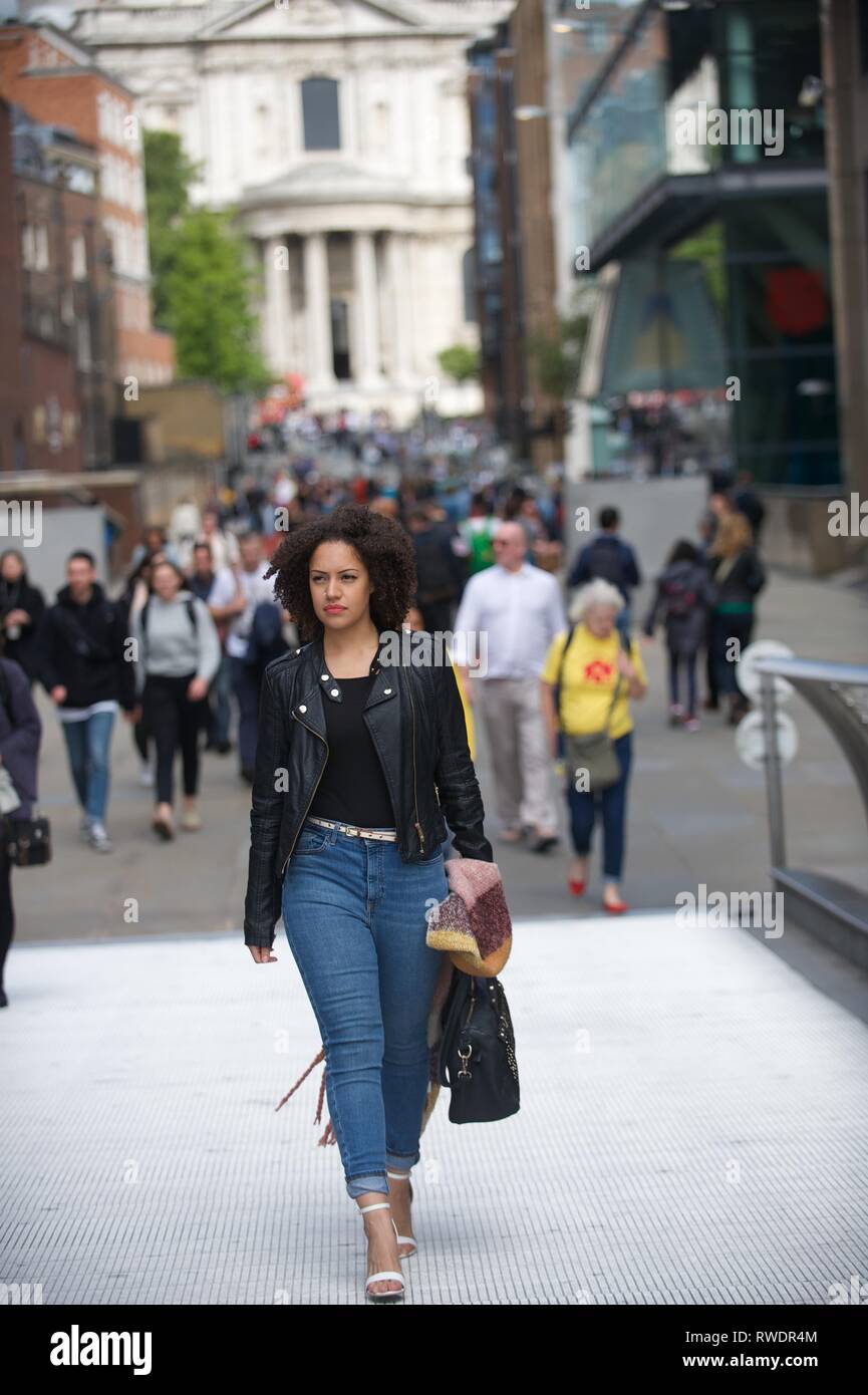 Beautiful mixed race model, lifestyle shoot on London streets Stock ...