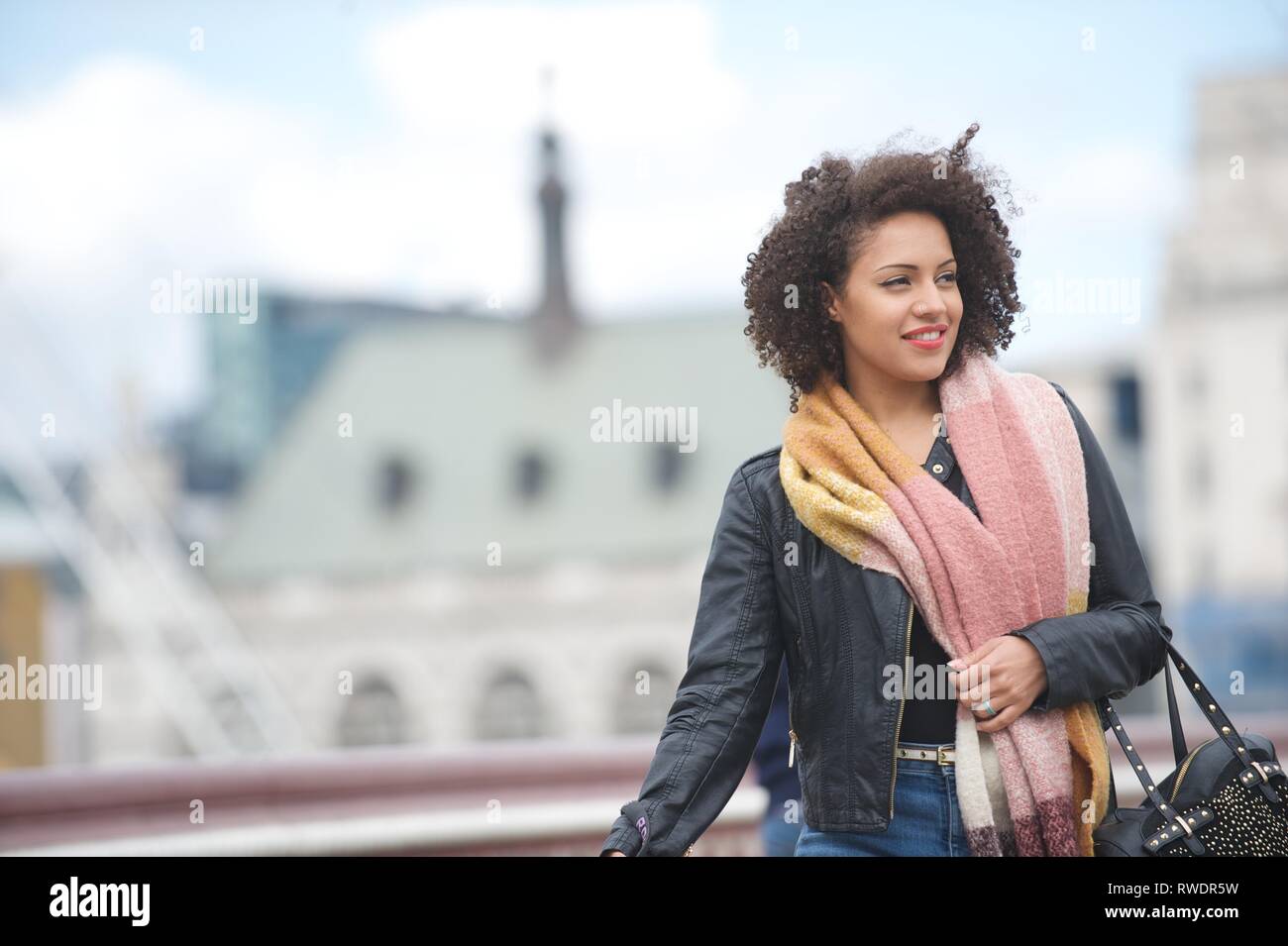 Beautiful mixed race model, lifestyle shoot on London streets Stock ...