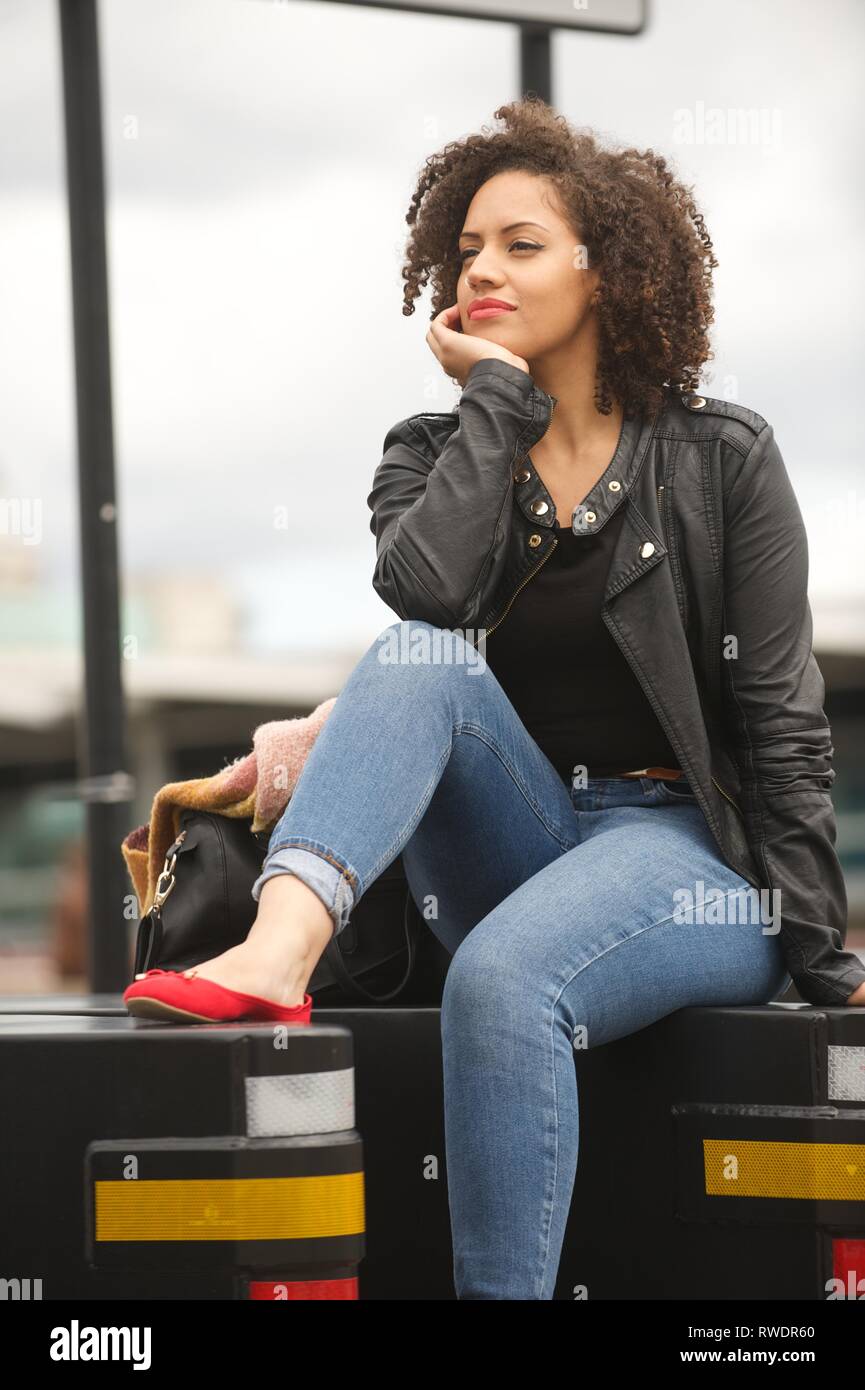 Beautiful mixed race model, lifestyle shoot on London streets Stock ...