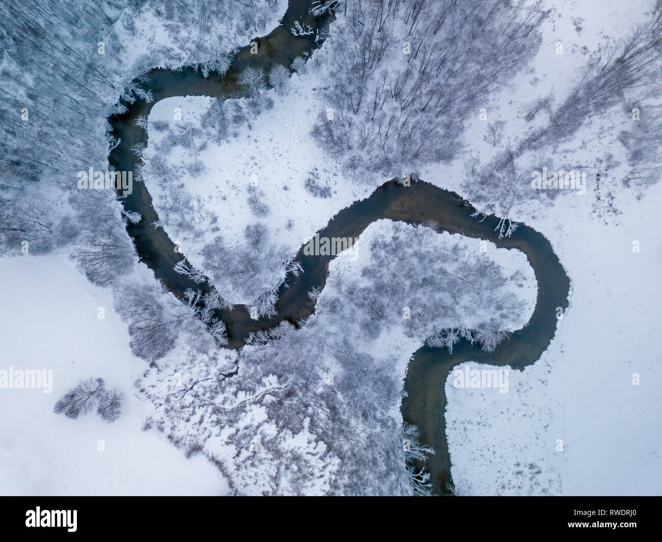 Top down aerial view of meandering river hi-res stock photography and ...