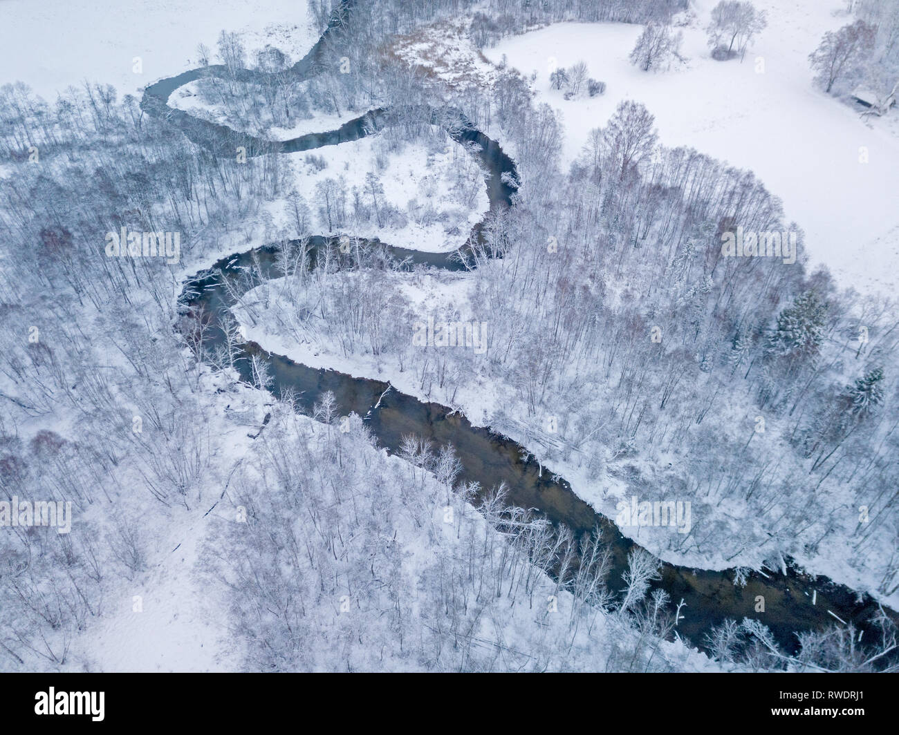 Top down aerial view of meandering river hi-res stock photography and ...