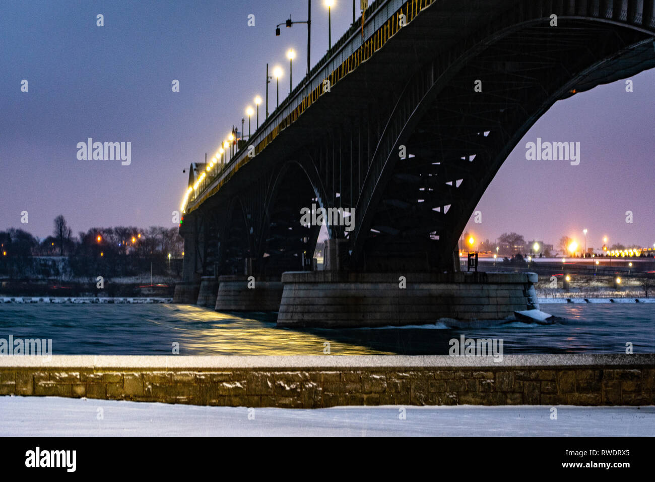 International Peace Bridge during winter connecting Buffalo (New York ...