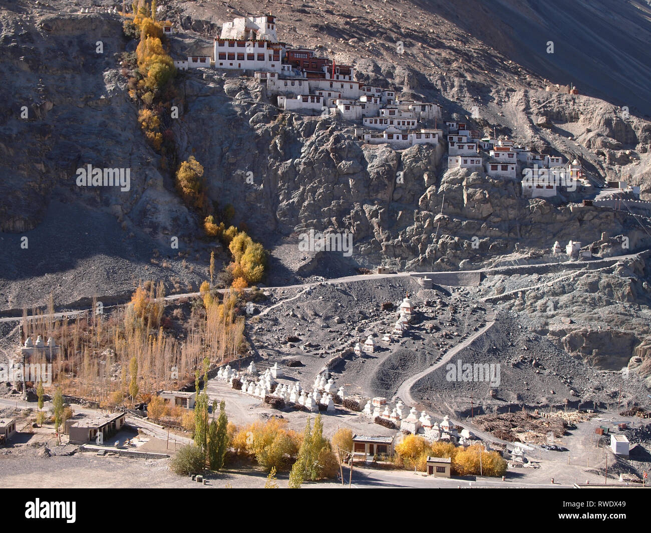 14th century Diskit Monastery (Diskit Gompa) in the Nubra valley ...