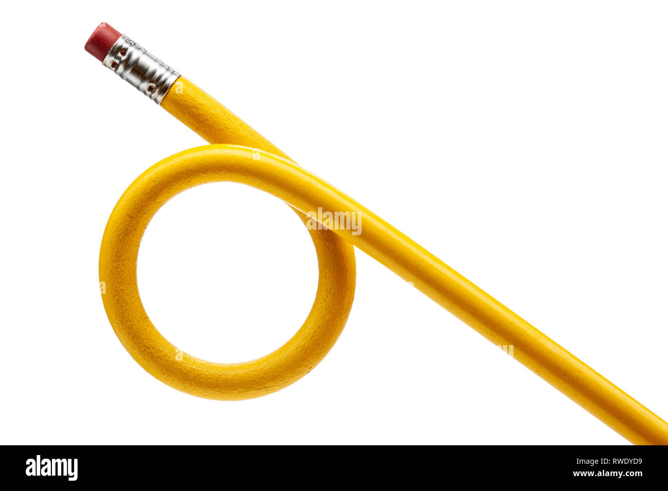 yellow bent pencil isolated on white background Stock Photo - Alamy