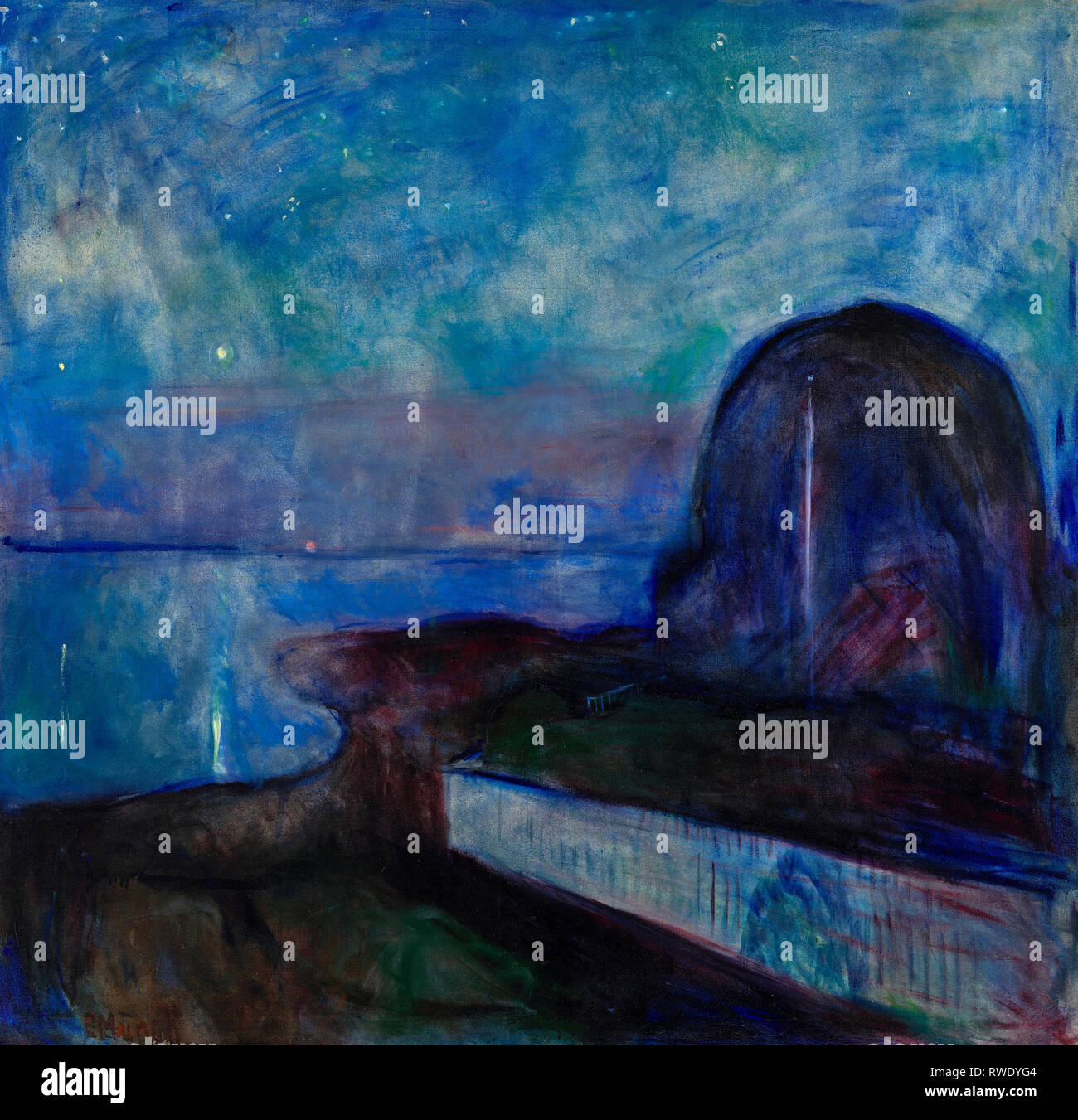 Starry Night; Edvard Munch (Norwegian, 1863 - 1944); 1893; Oil on ...