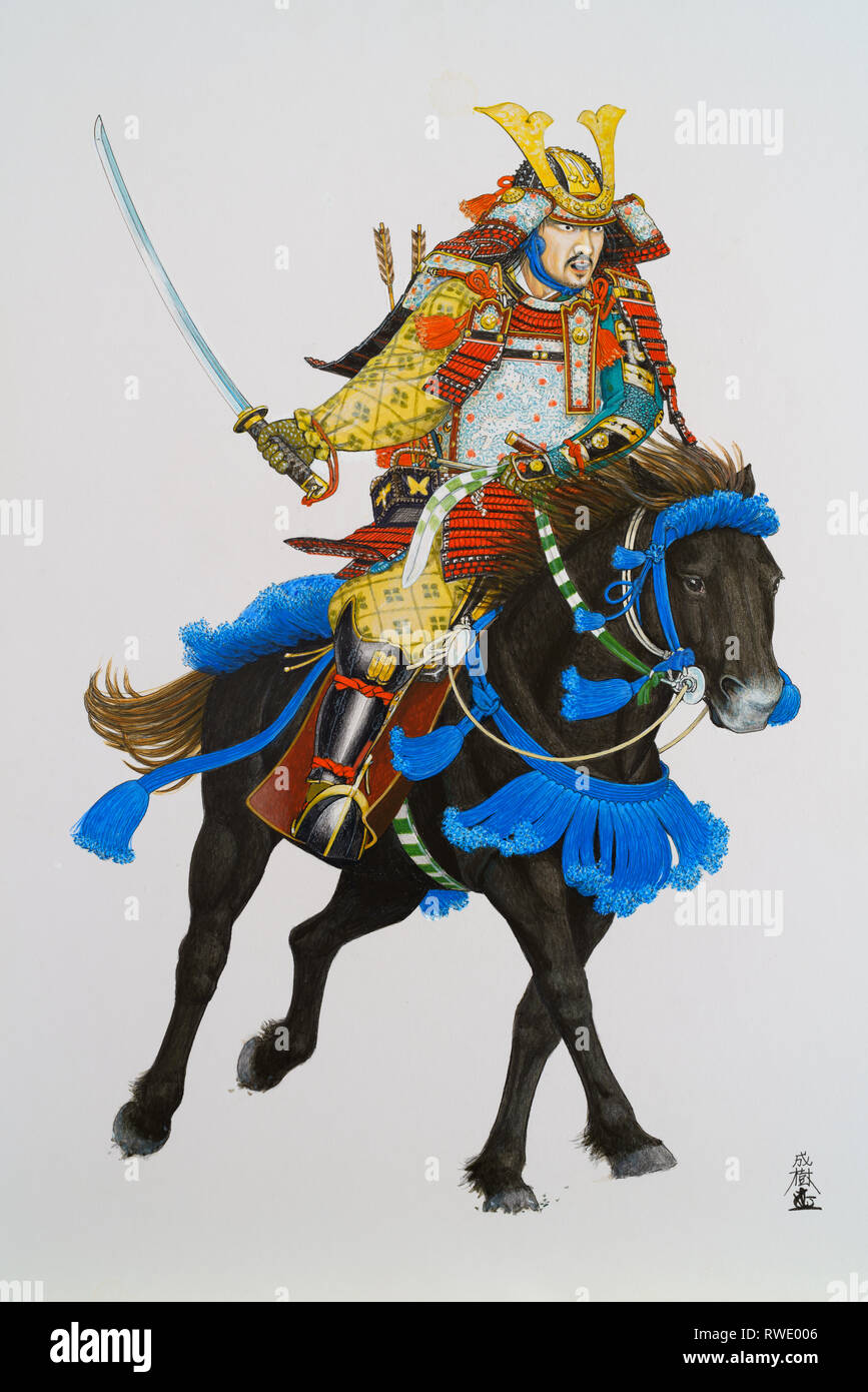 Ancient japanese samurai painting hi-res stock photography and images ...